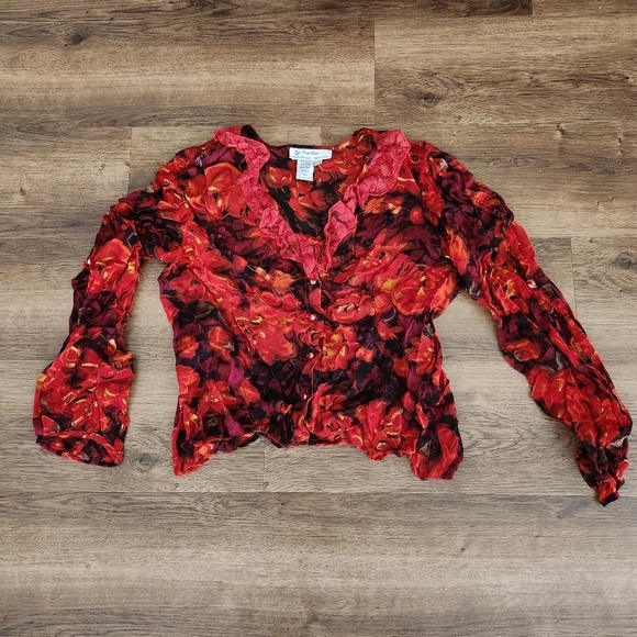 Papillon Blanc | Tops | Vintage Papillon Floral Button Up Blouse | Poshmark